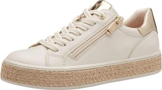 Marco Tozzi Damen Sneaker flach mit Rei&szlig;verschluss Freizeit, Beige (Cream Comb), 38 EU