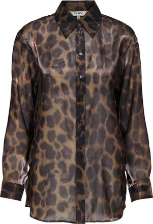 Only Damen Onlstella Life Ls Loose Shirt WVN, Chocolate Torte, M