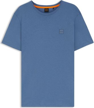 BOSS Herren Tales T-Shirt aus Baumwoll-Jersey mit Logo-Aufn&auml;her Blau XXXL