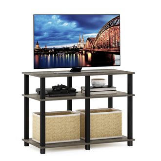 Furinno Romain Turn-N-Tube TV-St&auml;nder f&uuml;r Fernseher bis zu 40 Zoll, Franz&ouml;sische Eiche/Schwarz