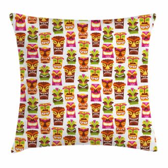 Generic Kissenbezug Tiki-Bar-Retro-Inspirierte Hawaii-Party Im Stil Der 60Er Jahre - Buntes Tiki-Muster Kissenh&uuml;lle Weich Throw Pillow Covers Zierkissenbez&uuml;ge