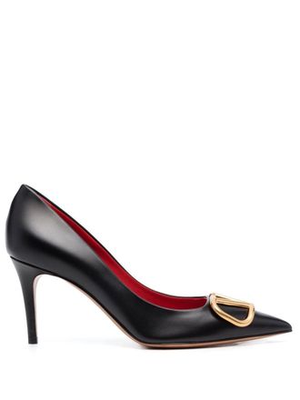 Valentino Garavani escarpins &agrave; d&eacute;tail VLogo - Noir