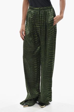 Balenciaga Weite Satin-Hose Mit Animalprint Balenciaga