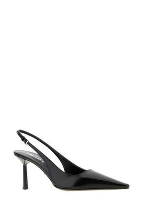 Prada Womens Black Leather Pumps Nero Scarpe Con Tacco High Heel Shoes