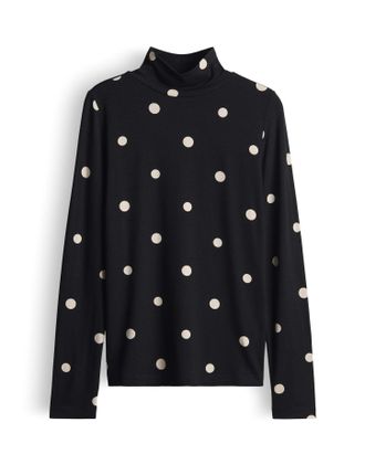 OPUS Damen Langarmshirt | SIPUNKTO Slim Longsleeve aus beprinteten Jersey Black, 44