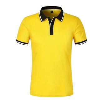 Generic Polo d&eacute;contract&eacute; pour homme avec boutons c&ocirc;tel&eacute;s et blocs de couleurs pour homme, jaune, XXL
