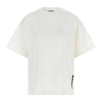 Jil Sander Einfarbiges T-Shirt aus Baumwolljersey - - Tops - Damen - Wei&szlig; - M