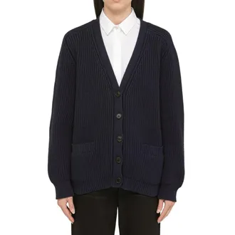 Prada Womens Blue Cotton Cardigan Clothing