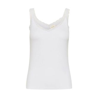 Part Two Femme, Tops, Blanc, Taille: 40 FR Haut F&eacute;minin avec Bordure en Dentelle Bright White