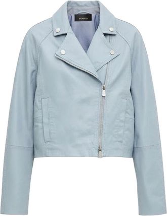 Pinko Pinko, Femme, Vestes, Bleu, Taille: 34 FR Carlene Leather Jacket