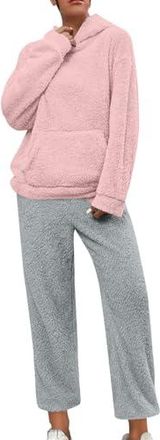 Generic V&ecirc;tements de sport 2 pi&egrave;ces pour femme - D&eacute;bardeurs solides - Pantalon large - Ensemble leggings et sweat-shirt - Jogging pour femme, rose, XXXXL