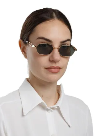 Ana Hickmann HI3255 Metal Geometric Frame Sunglasses - Gold