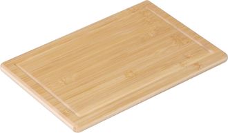 Relaxdays Schneidebrett mit Saftrille, 30 x 45 cm, hygienisches Bambusbrett, K&uuml;che, rutschfestes Servierbrett, Natur