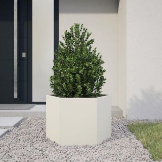 vidaXL Jardini&egrave;re blanc hexagone 69x60x45 cm acier vidaXL