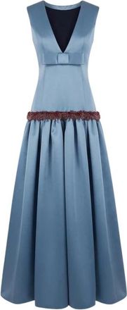Vivetta Vivetta, Femme, Robes, Bleu, Taille: 42 FR Long Dress With Anemone Embroidery