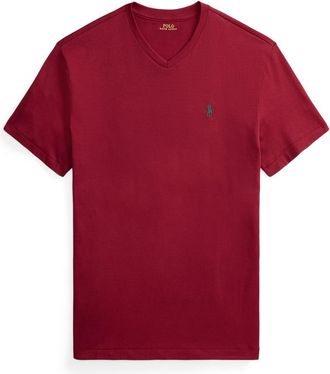 Ralph Lauren Softes T-Shirt mit V-Ausschnitt und Pony-Stickerei in