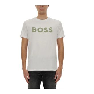 HUGO BOSS T-Shirt aus Baumwoll-Jersey mit gro&szlig;em Logo-Print - - Tops - Herren - Wei&szlig; - 2XL
