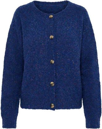 Ulla Popken Strickjacke Strickjacke Noppengarn Rundhals Langarm