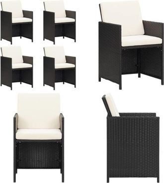 vidaXL Vidaxl - Gartenst&uuml;hle 4 Stk. Poly Rattan Schwarz - Gartensessel - Gartenst&uuml;hle - Outdoor M&ouml;bel - Rattan Sessel - Lounge Chair - Home & Living
