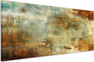 Paul Sinus Art 150x50cm Leinwandbild auf Keilrahmen Acryl Malerei abstrakt blau braun rot beige Wandbild auf Leinwand als Panorama