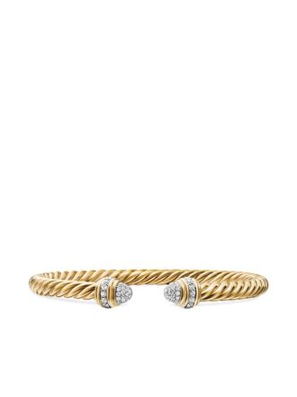 David Yurman 18kt Classic Cablespira Gelbgoldarmband mit Diamanten (5mm)