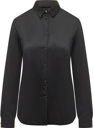 Emporio Armani Femme, Blouses et Chemises, Noir, Taille: 46 FR Chemise en cr&ecirc;pe satin&eacute; Capsule Saint-Valentin
