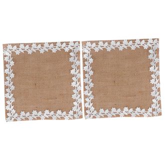 Cabilock 2 St&uuml;ck Platzsets mit Spitzenrand Western Food Mat aus Jute Beige K&uuml;chenunterlage f&uuml;r Restaurant und Hochzeit