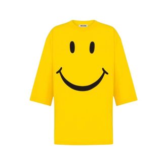 Moschino unisex, Tops, Jaune, Taille: 36 FR Cotton Jersey T-Shirt Smiley