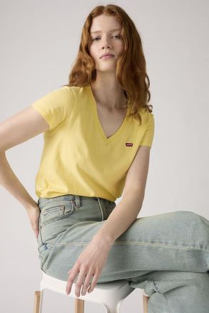 Levi's T Shirt Col V Perfect - Femme - Jaune / Mood Yellow Slub - XS