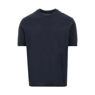 Herno Homme, Pulls, Bleu, Taille: 2XL Cotton Knit T-Shirt