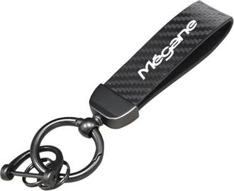 Generic Porte-cl&eacute;s En Cuir Pour Renault M&eacute;gane Fluence Avec Sangle En Fibre De Carbone Et Anneau En D Anti-perte, Accessoire De Voiture