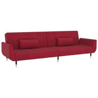 vidaXL Schlafsofa 2-Sitzer mit 2 Kissen Weinrot Samt Vidaxl