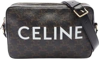 Celine Sac bandouli&egrave;re en toile enduite PVC et cuir Triomphe Pre-owned - Homme - Pre-owned - Noir - Taille: ONE Size