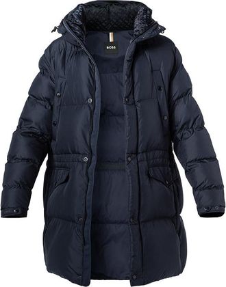 HUGO BOSS Herren Steppjacke blau Mikrofaser unifarben