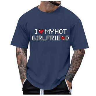 Generic T-shirt imprim&eacute; &agrave; manches courtes pour homme avec inscription &laquo; 2026 Valentines Day I Loved My Girlfriend &raquo;, bleu marine, M