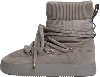 Tommy Hilfiger Damen Mid Boot Stiefel Logotape Warm Wasserabweisend, Mehrfarbig (Pewter Grey), 38