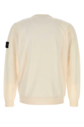 Stone Island Mens Ivory Wool Sweater Exterior: Virgin Maglieria
