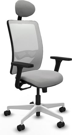 Piqueras y Crespo Neigbarer PC-Stuhl Zulema mit 3D-Armen, h&ouml;henverstellbarer Lendenwirbelst&uuml;tze und festem Kopfteil, ausgestattet mit 3-fach Sinkro-Schneidschaum, Wei&szlig;/