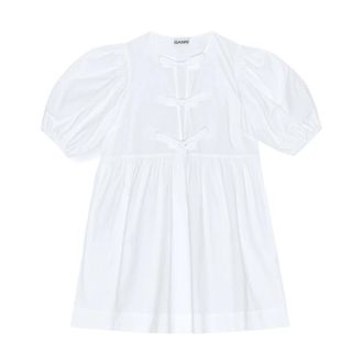 Ganni Baumwollkleid - - Dresses - Damen - Wei&szlig; - S