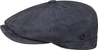 Lierys Casquette en Cuir Nappa Wax Homme - Made in Italy Gavroche pour lhiver avec Visiere, Doublure Hiver Automne-Hiver - 61 cm Bleu
