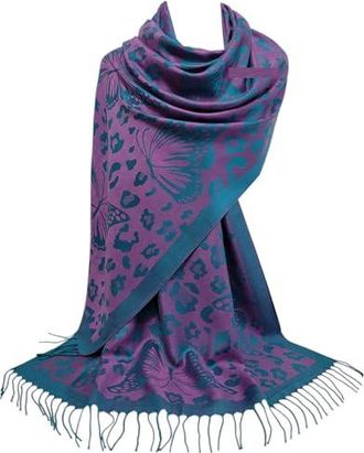 GFM &Eacute;charpe style pashmina papillon pour femme (BFPASH-2), Bf-2503-lilas sarcelle, L
