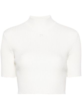Courrèges Oberteil mit Stehkragen - Weiß