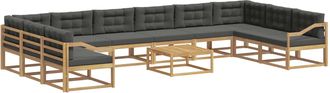 vidaXL Set Di Divani Da Esterno 11 Pz Bianco E Antracite Vidaxl