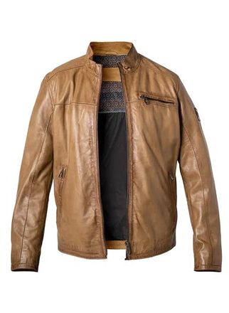 Milestone Herren Lederjacke braun Lammnappa unifarben