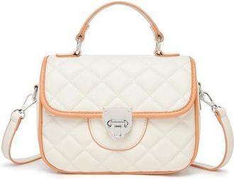 Miss Lulu Sac Bandoulière Croisée Femme en Cuir PU avec Matelassage, Bandoulière Réglable, Petit pour les Courses et lUsage Quotidien (Beige)