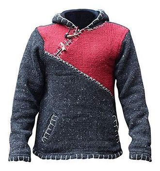 Shopoholic Fashion Sweat à Capuche en Laine Hippy Boho pour Homme avec Fermeture éclair et Doublure en Polaire, M