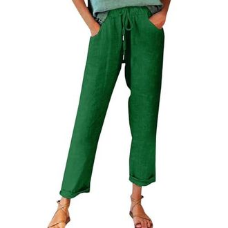 Generic Pantalon Femme Large Lin &Eacute;t&eacute; Large Elegant Womens Autumn Fragrant Linen Print Casual Pants Perfect for Spring Comfortable and Trendy for Relaxed Joggi