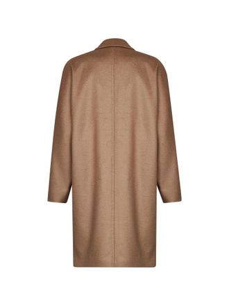 Max Mara Womens Midi Double-Breasted Coat Camel Virgin Wool
