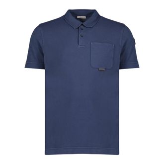 Moncler Polohemd aus Baumwoll-Piqu&eacute; - - Tops - Herren - Blau - XL