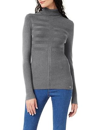 Morgan Femme Pull Manche Longue Col Roul&eacute; Mentos Sweater, Gris Anthracite, XS EU